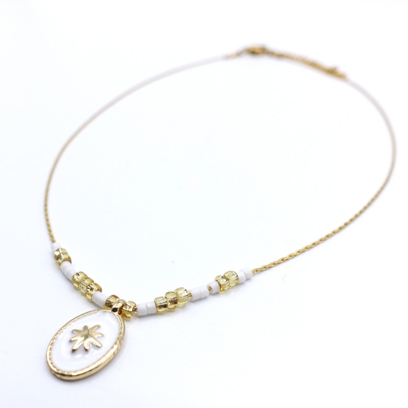 Collier médaillon blanc • Philae Paris